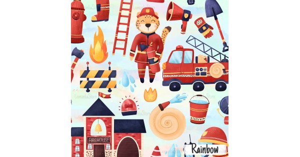 Brave firefighter exclusive seamless pattern