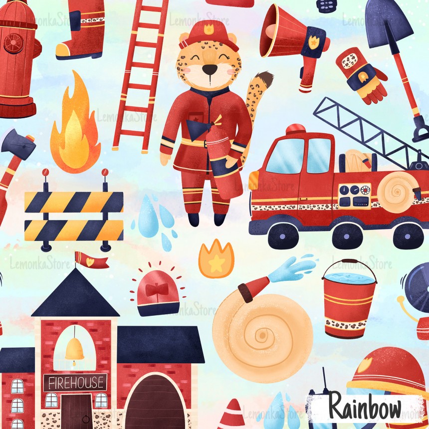 Brave firefighter exclusive seamless pattern