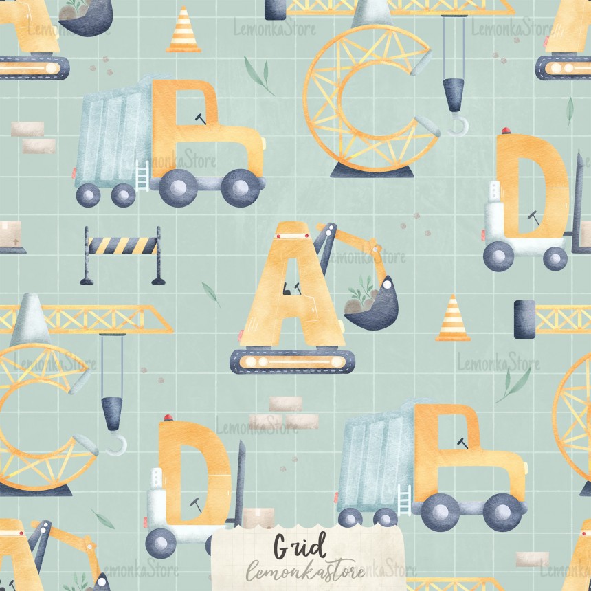 Construction-ABCD exclusive seamless pattern