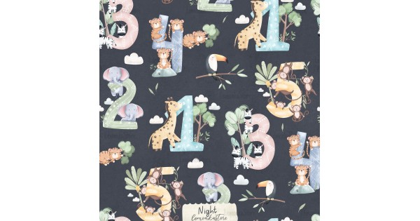 Safari Animals Numbers exclusive seamless pattern