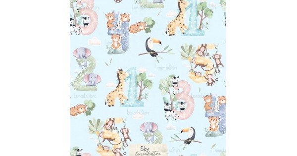 Safari Animals Numbers exclusive seamless pattern