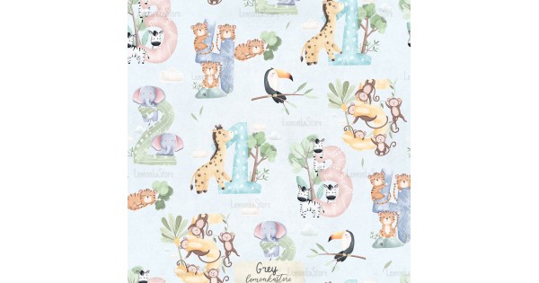 Safari Animals Numbers exclusive seamless pattern