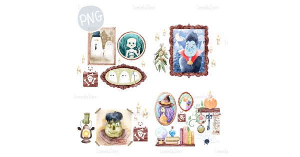 Halloween monsters portraits [Bundle 4 in 1] PNG Clipart