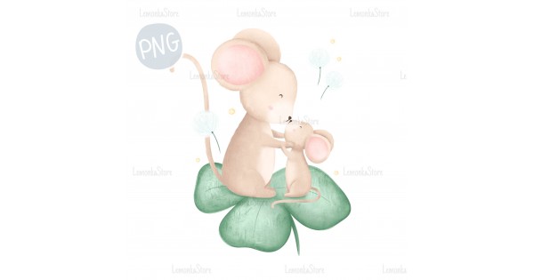 Mice on clover PNG Clipart